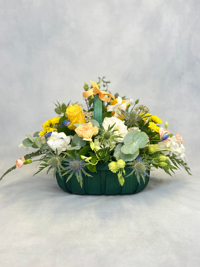 Woven Trug Basket Arrangement with Free Same Day Delivery – The Flower ...